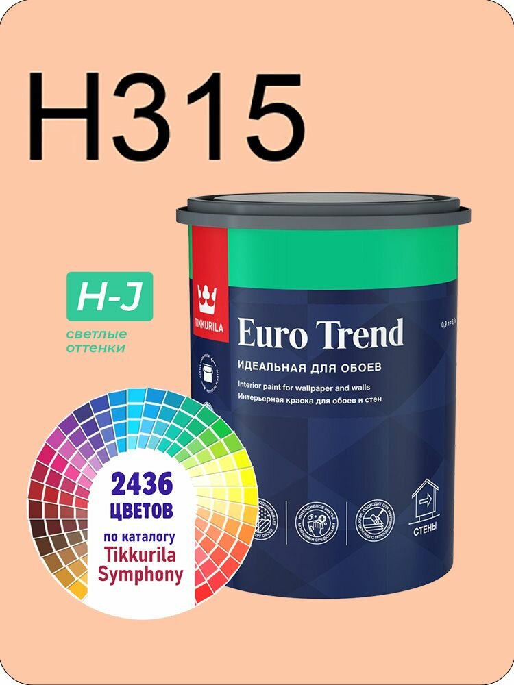 Краска для обоев Tikkurila Euro Trend 0,9л. светлые оттенки H315