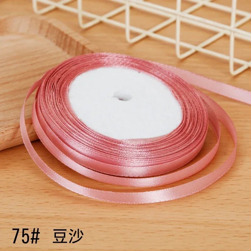Атласная лента Розовый 75 Red bean paste, 22 ярда