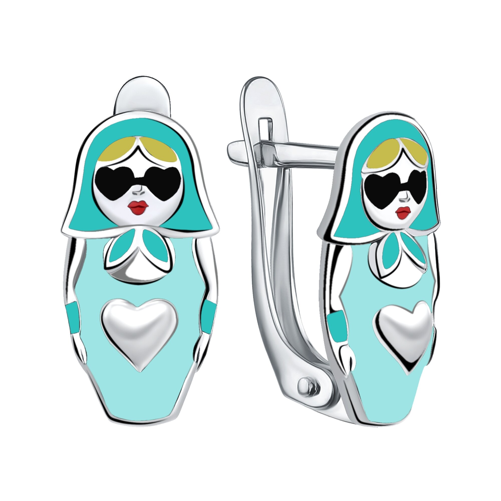 Серьги Diamant online, серебро, 925 проба, родирование, эмаль