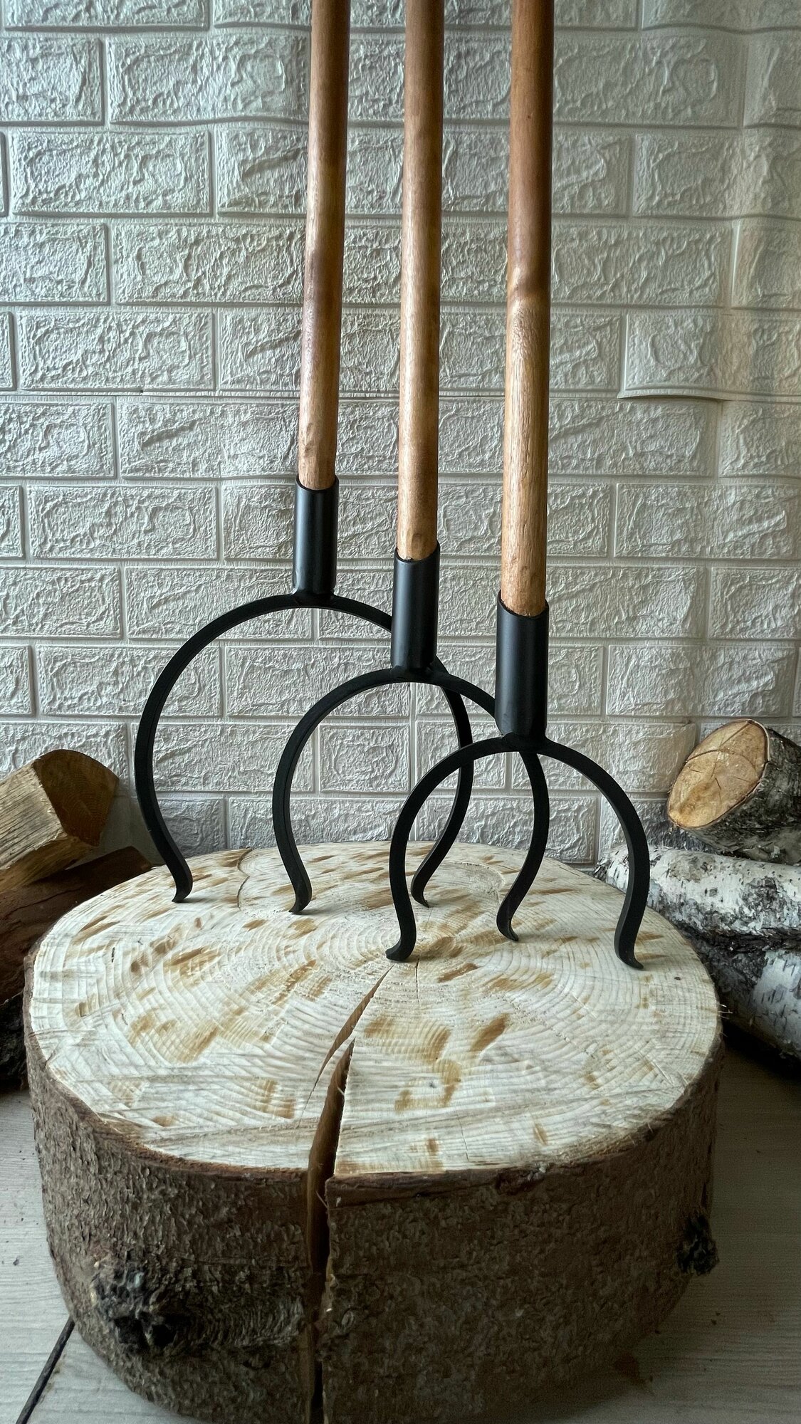 Набор длинных ухватов с деревянными ручками, ухваты для русской печи