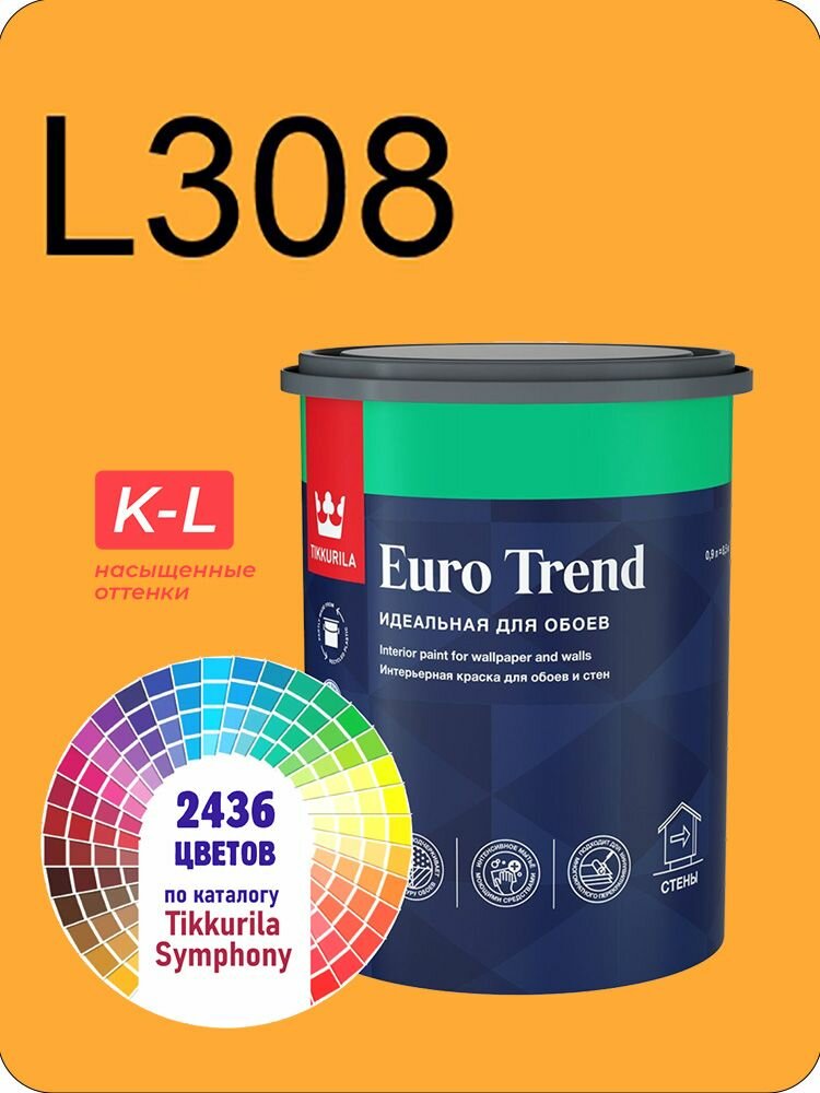Краска для обоев Tikkurila Euro Trend 0,9л. насыщенные оттенки L308