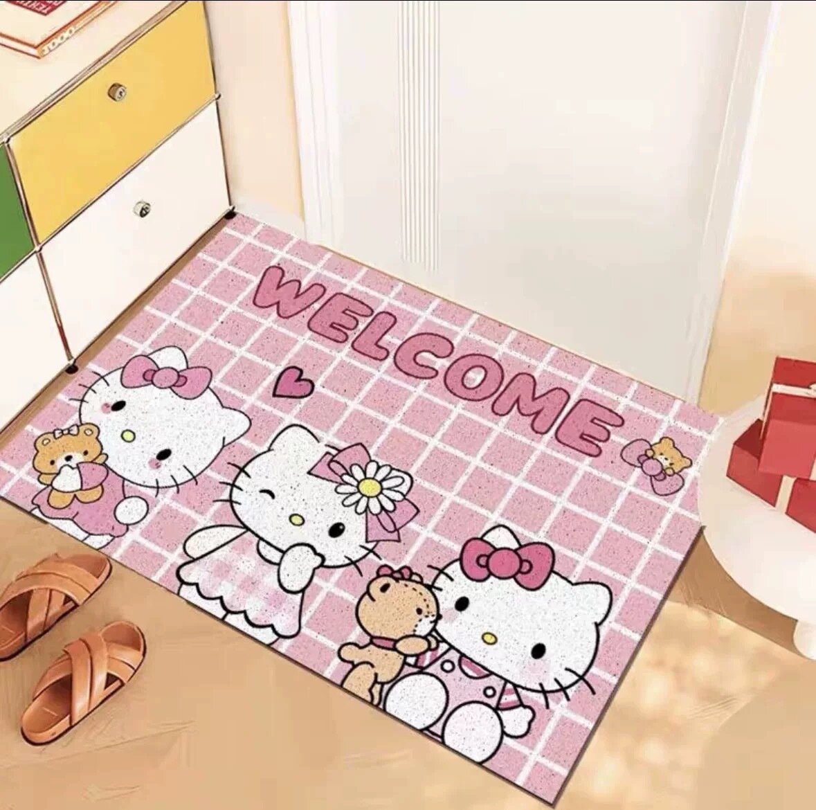 Hello Kitty Коврик для пола, Коврик для входной двери, Розовый плед, 40x60 cm