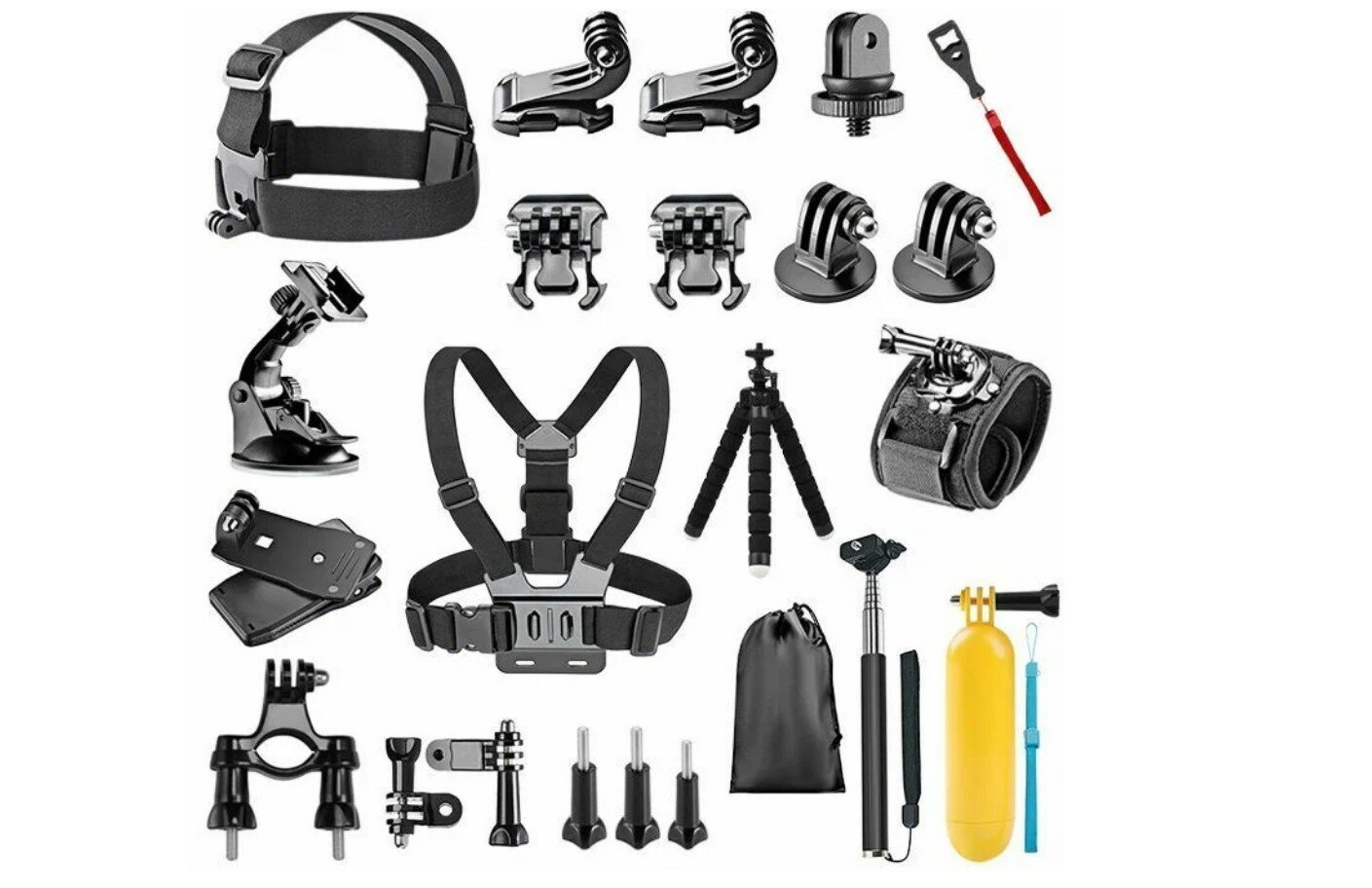Набор аксессуаров MyPads 23 в 1 для экшн-камер GoPro, SJCAM, Xiaomi, EKEN - набор креплений и аксессуаров