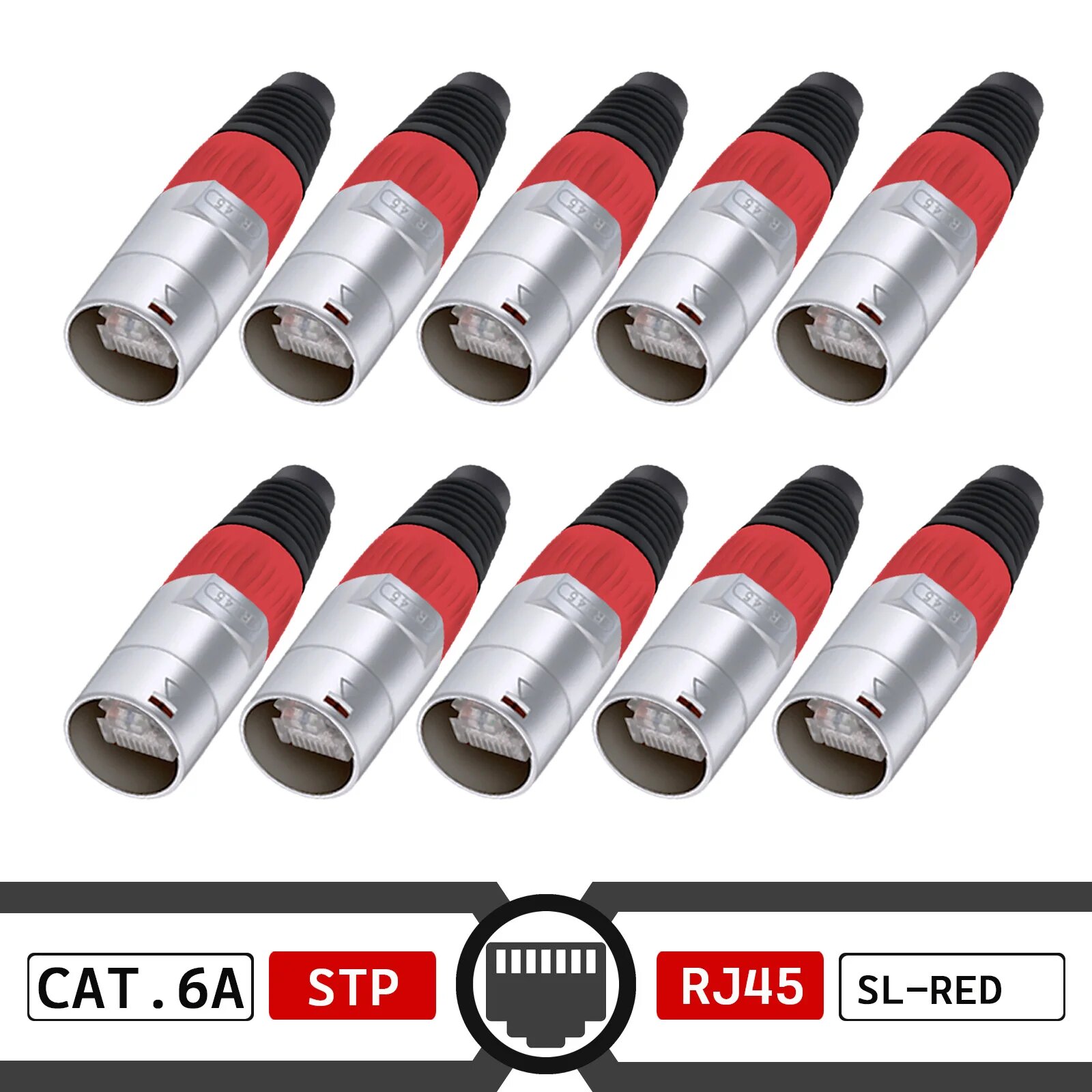 R A1015+A1002-CAT6 водонепроницаемые RJ45 разъемы SL-Red-STP CAT.6A