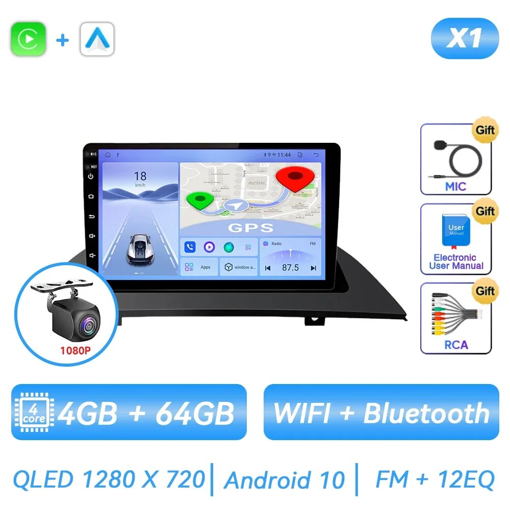 Для BMW X3 E83 2004 2005 2006 2007 2008 2009 2010 2011 2012 Android Car Radio Multimedia Video Player Navigation GPS Carplay QLED Touch Screen Auto Stereo Intelligent System 4CORE 4G 64G CAM