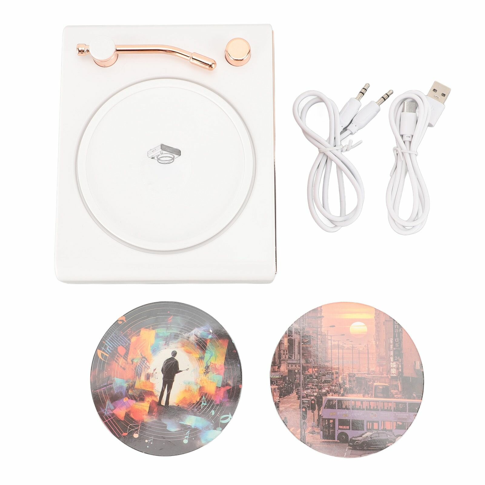 Винтажный BT-динамик в виде проигрывателя, Hi-Fi звук, белый