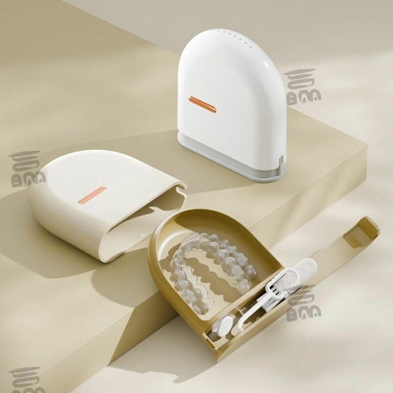 Контейнер стоматологический, пластиковый, универсальный для хранения зубных протезов и брекетов/футляр ортодонтический для кап и пластинок/коробочка маленькая, стерильная, дорожная, с крышкой