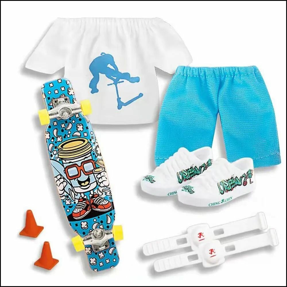 Эксклюзивный комплект пальчиковых скейтбордов с обувью и штанами для детского праздника Хэллоуин или дня рождения