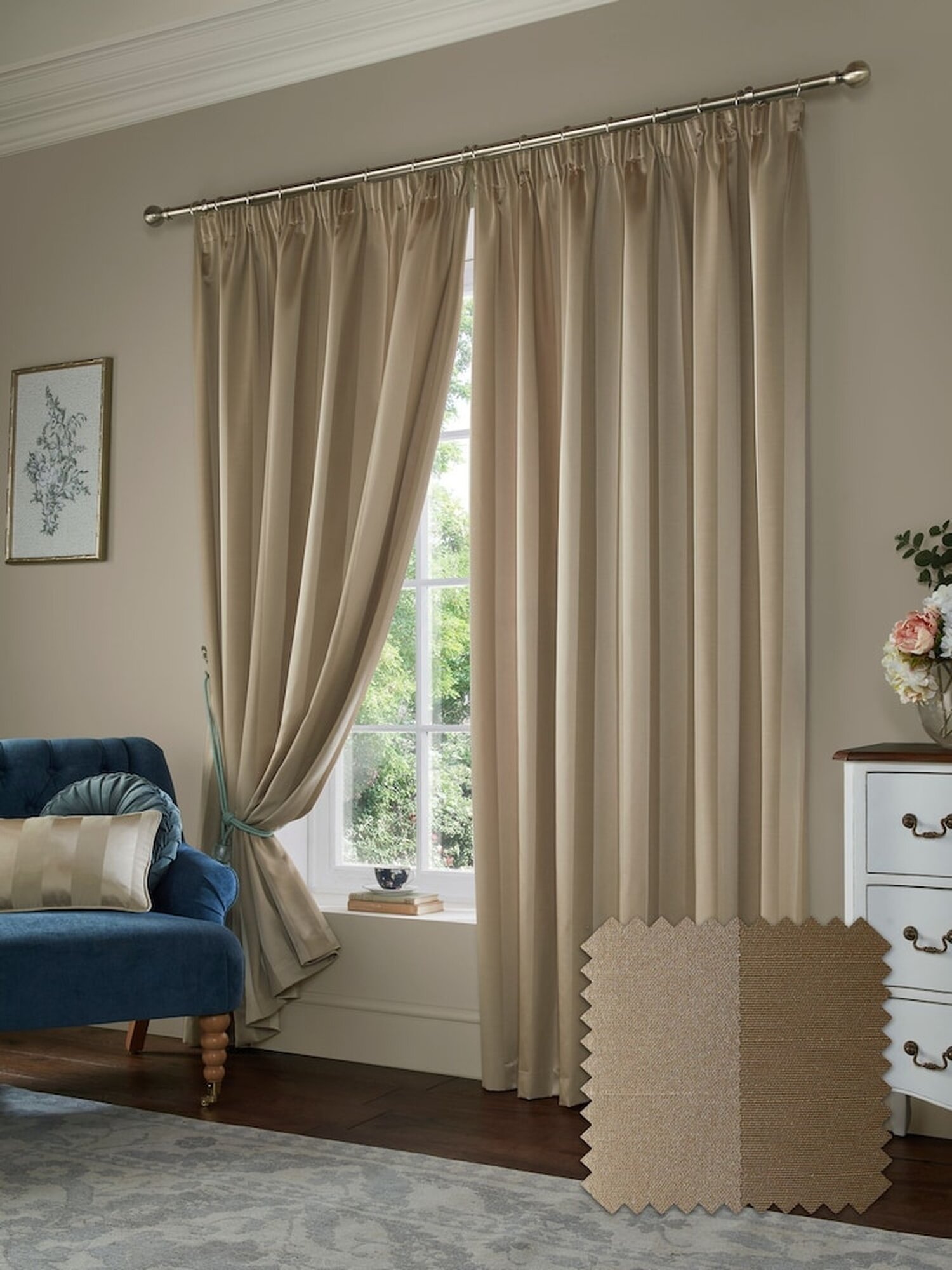 Шторы Laura Ashley Lille Stripe на ленте, размер 168х229 см, цвет коричневый трюфель, E17-200_2