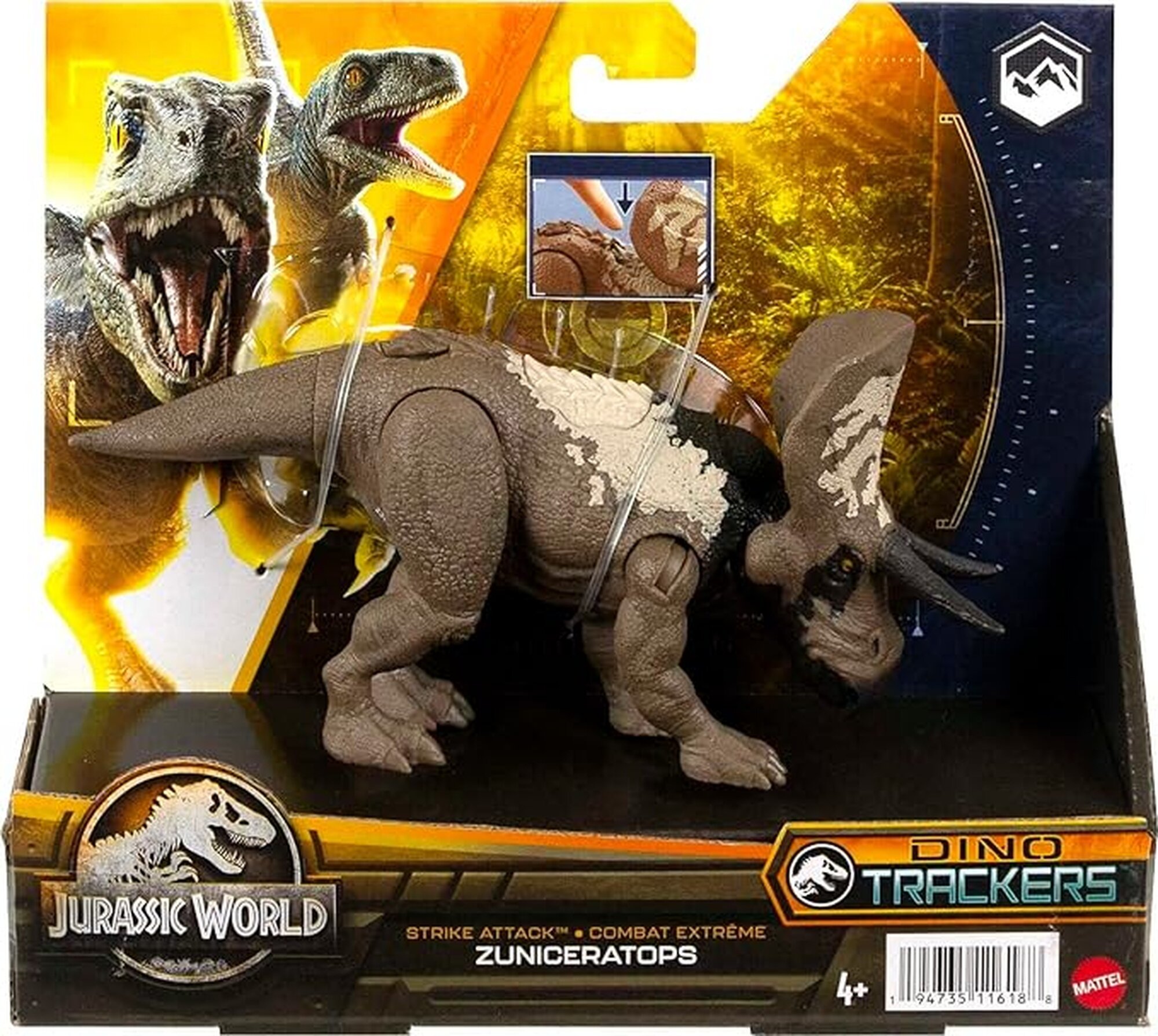 Фигурка Динозавра Mattel Jurassic World - Фигурка динозавра Зуницератопса из серии Dino Trackers - Мир Юрского периода HLN66