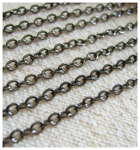 Цепь декоративная для бижутерии 5 м / цепочка для рукоделия /фурнитура для украшений, сталь цвет черный, 5,5x4x1 мм.