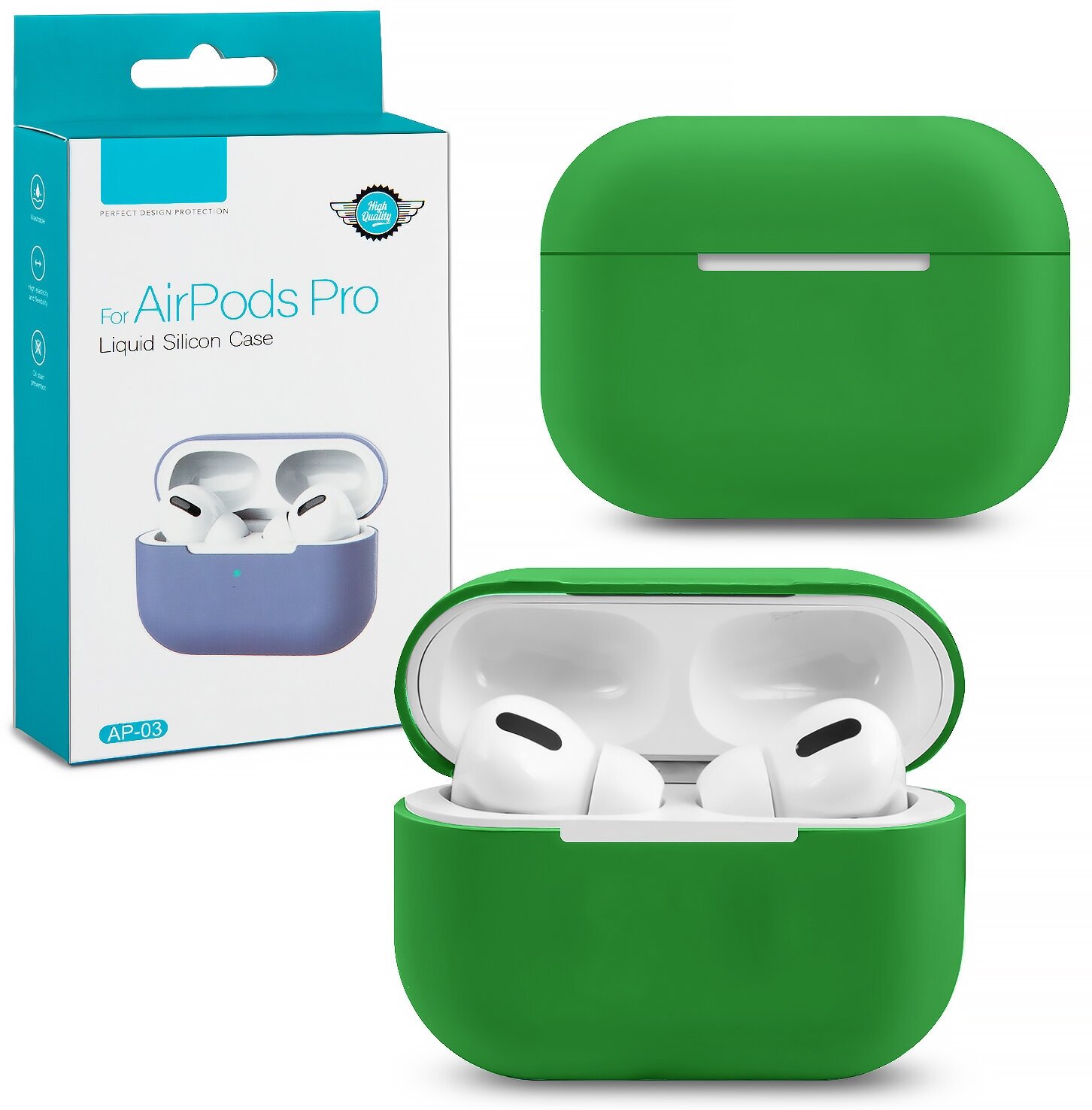 Силиконовый чехол для AirPods Pro зеленый / чехол для аирподс про зеленый / чехол для airpods pro isa