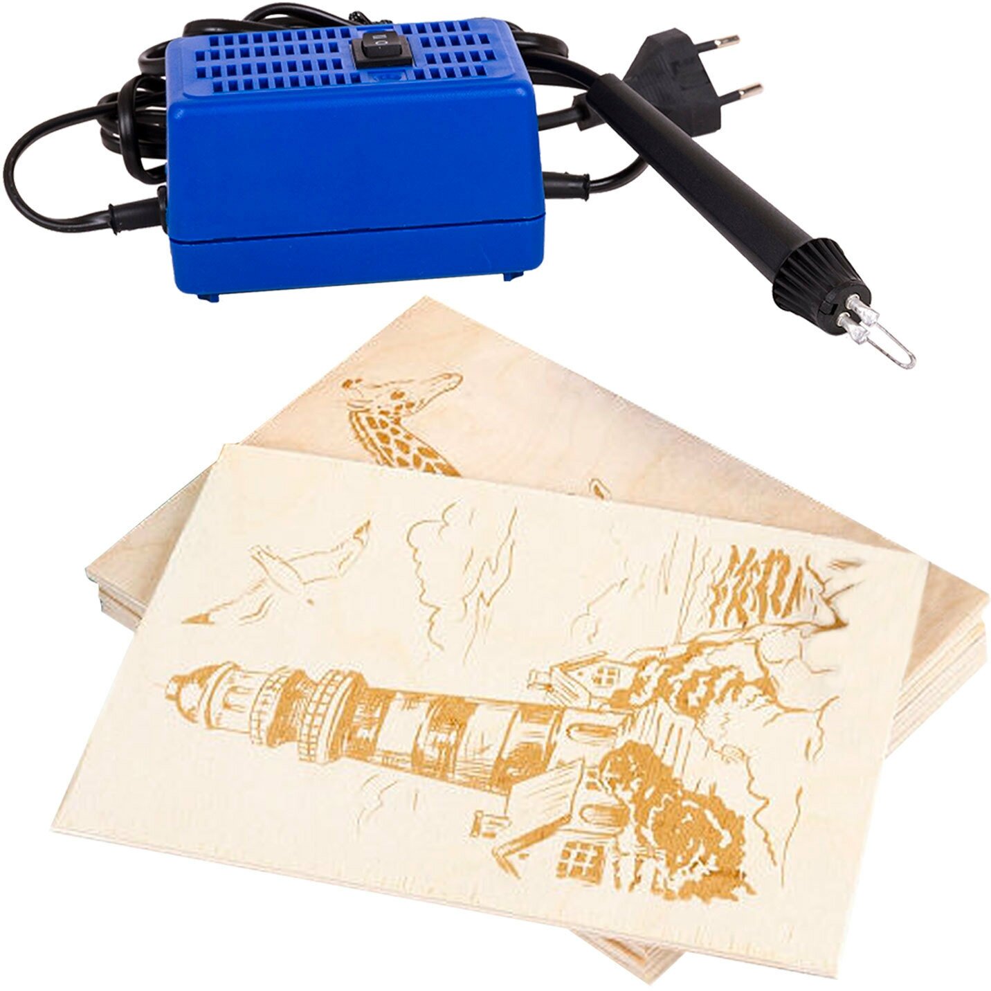 Десятое королевство Набор для выжигания Узор-10к, выжигатель + 8 досок (4 с рисунком + 4 чистых), 15