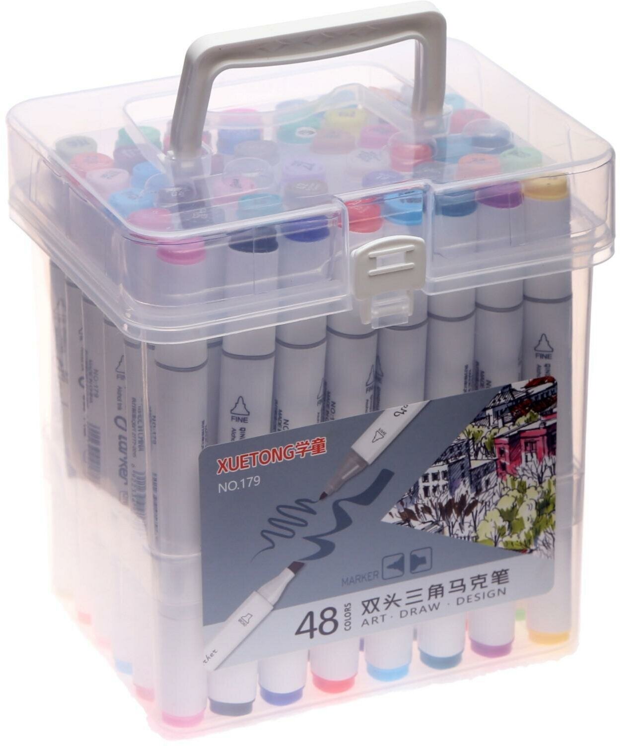 Набор маркеров для скетчинга двусторонние 48 штук/48 цветов