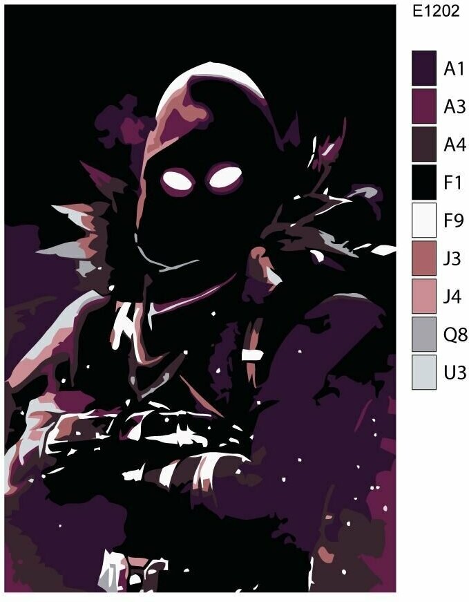 Детская картина по номерам E1202 "Игра Fortinite (Фортнайт). Скин Ворон" 20x30