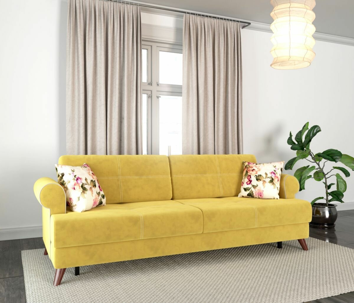 Диван-кровать прямой Аманда желтый