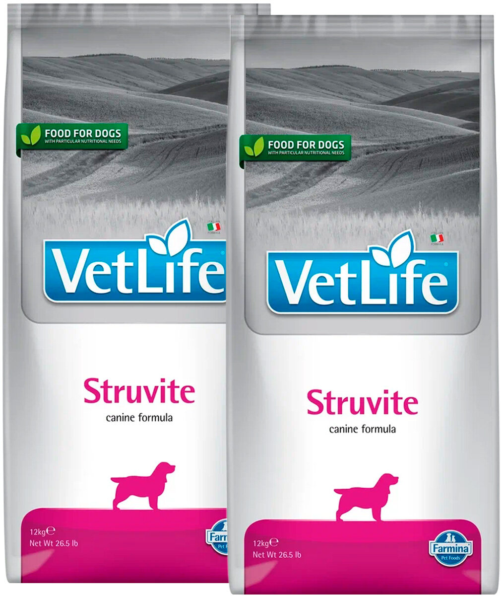 FARMINA VET LIFE CANIN STRUVITE для взрослых собак при мочекаменной болезни струвиты (12 + 12 кг)
