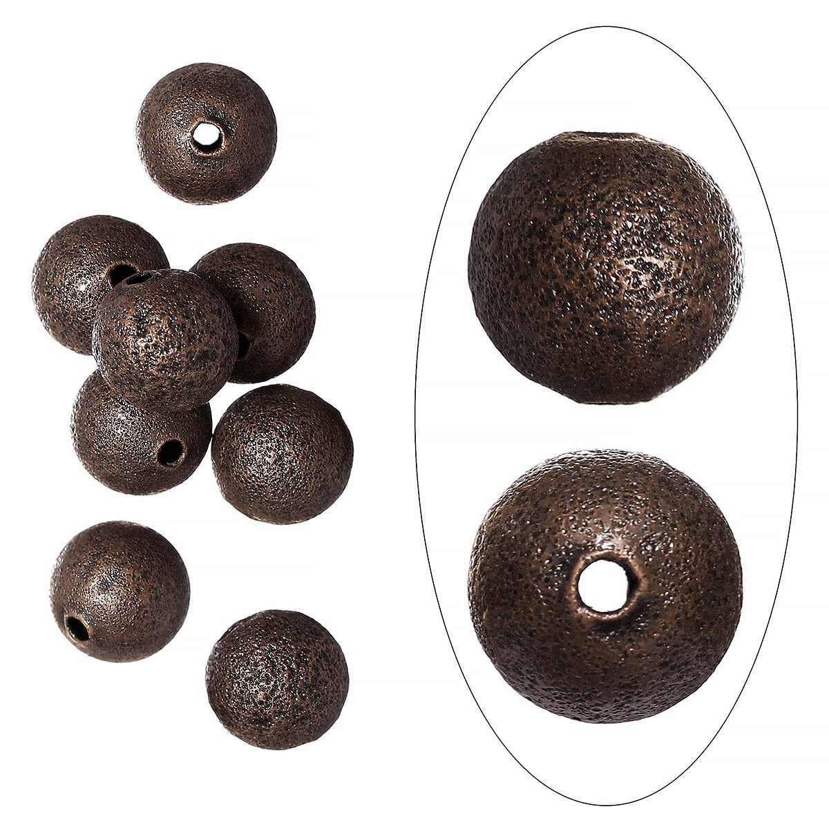 Бусина металлическая, 12мм, соляной шарик, базовый материал - латунь, античная медь, 10 шт.