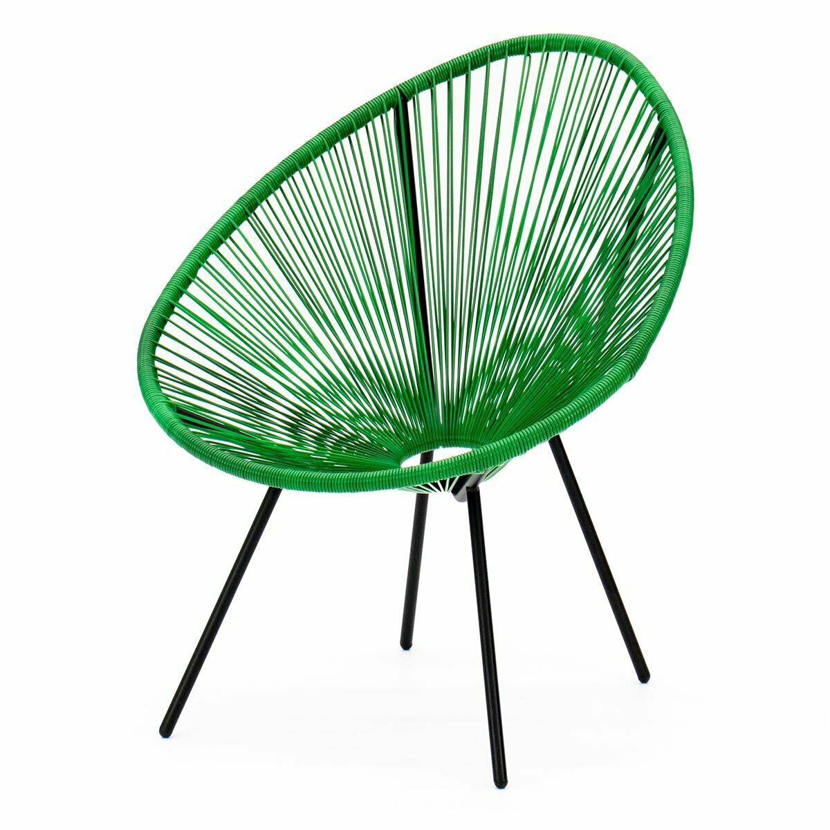 Кресло KORNERA "Акапулько", каркас черный, искусственный ротанг зелёный