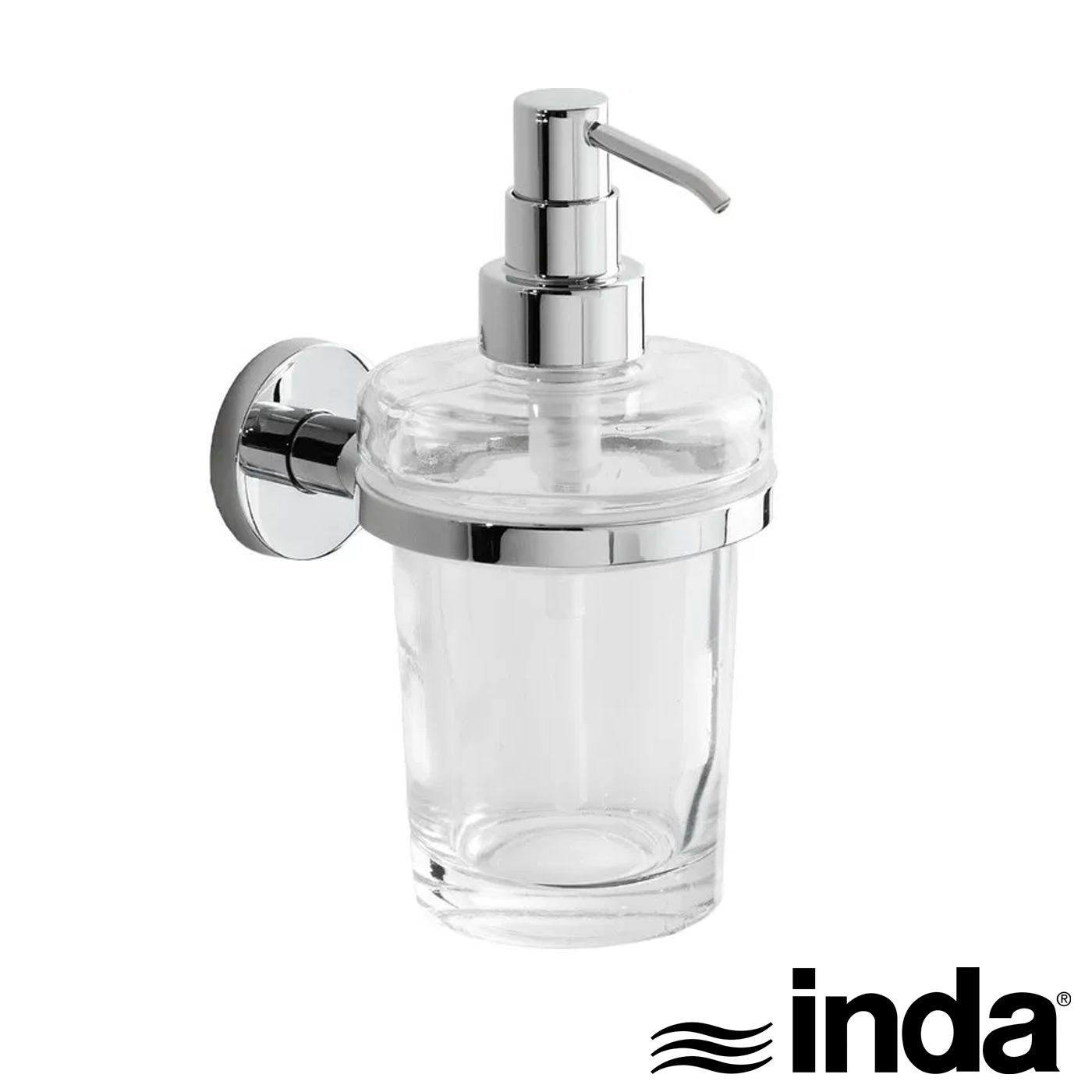 Дозатор для мыла INDA ONE A24120CR03, настенный, цвет держателя хром, экстра прозрачное стекло и хром