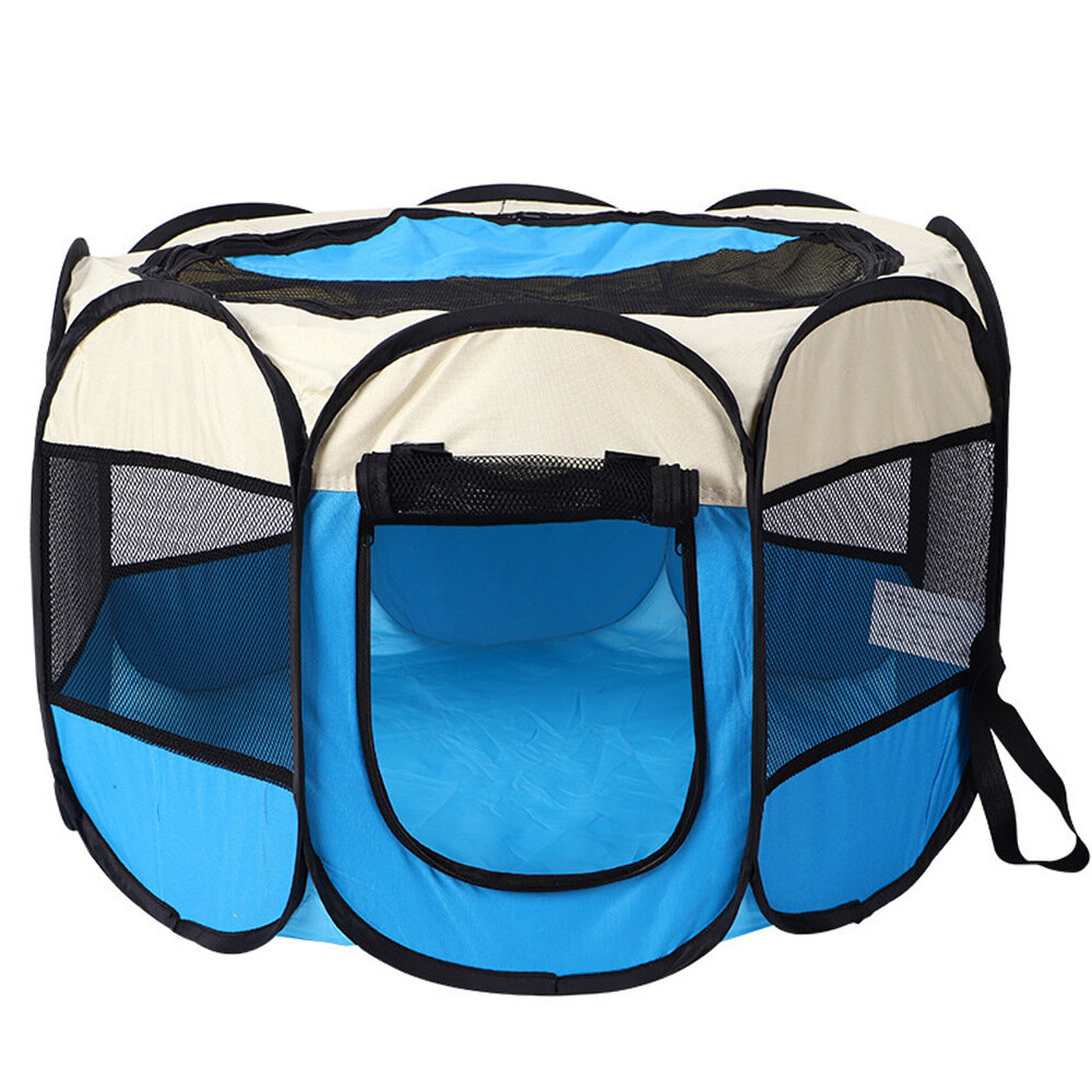 Клетка для кошек, складная, 90x90x60 см, синяя