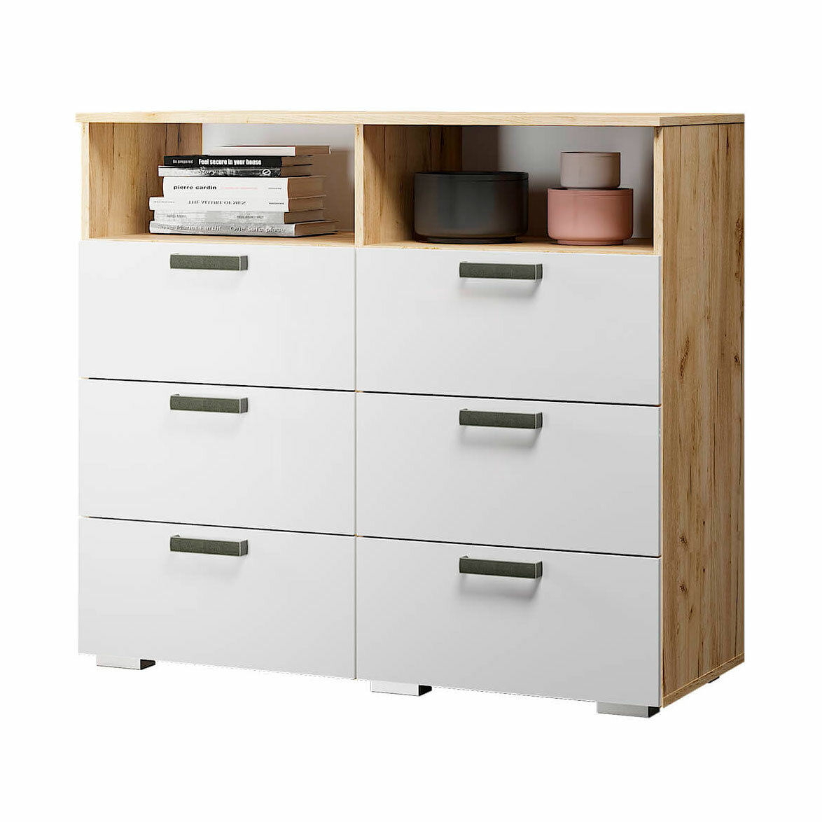 Комод для одежды деревянный Азаро 110,2х97,2х46,0 см, крафт/белый глянец