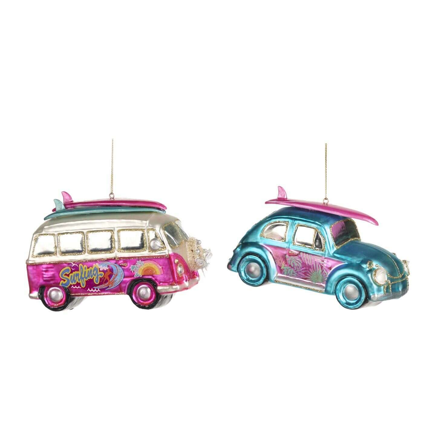 Игрушки Goodwill M&G стеклянные машинки в двух вариантах голубой и розовый (2 шт набор) 15 см