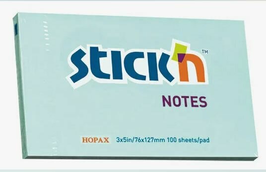 Блок для записи с липким краем 76*127 мм, 100 листов, голубой