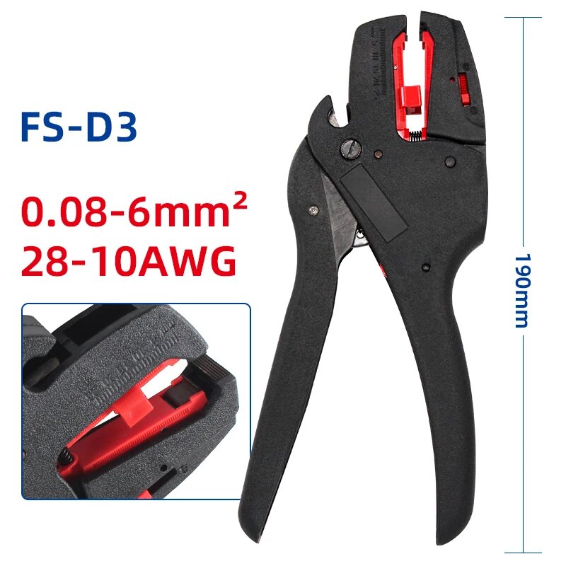 Плоскогубцы для снятия изоляции в оболочке проводов Регулируемый Стандартный диапазон снятия изоляции 0,5-10 мм2 резка