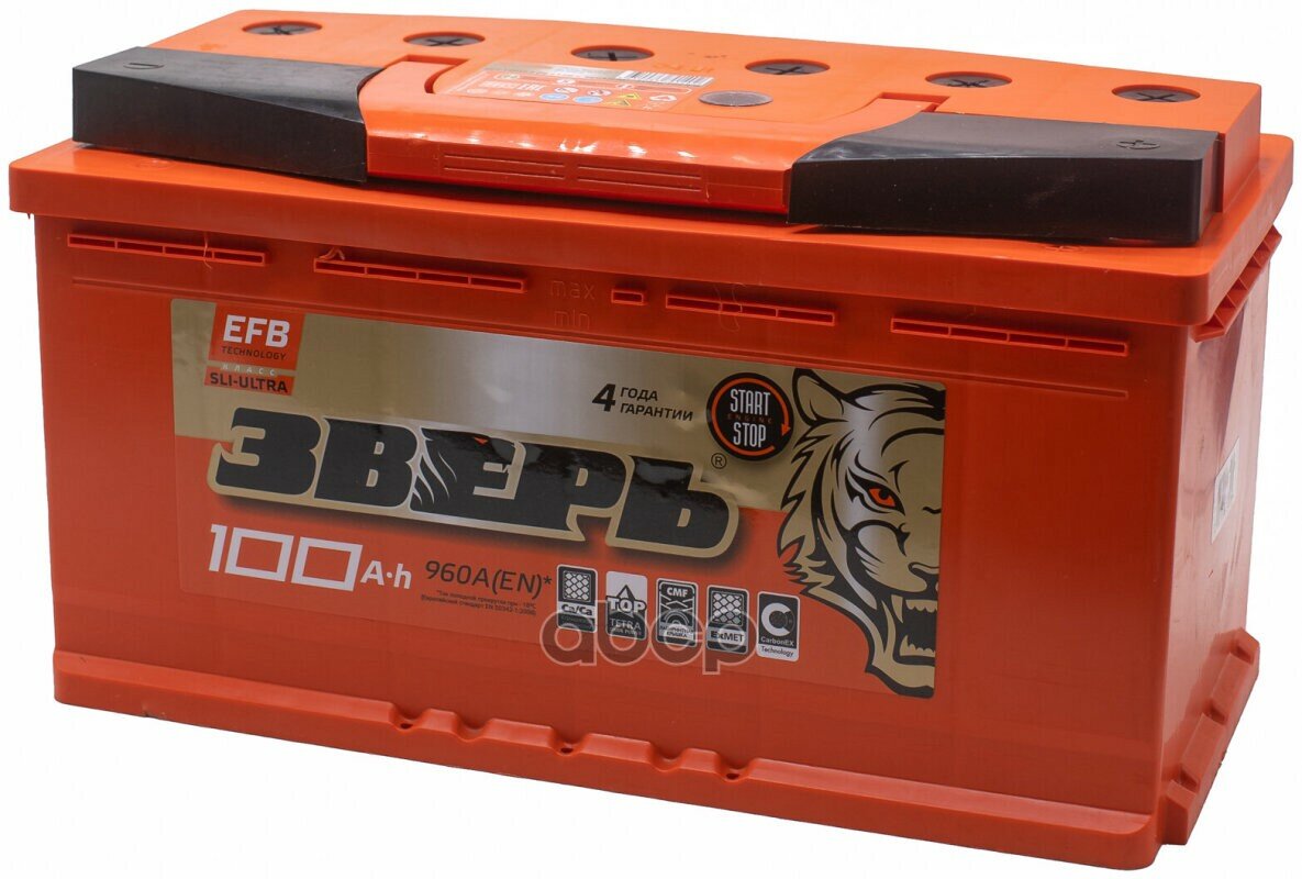 Аккумулятор 100 А/ч прямая полярность Зверь EFB ток 860 А 352x175x190 зверь арт. ZVEFB1003L