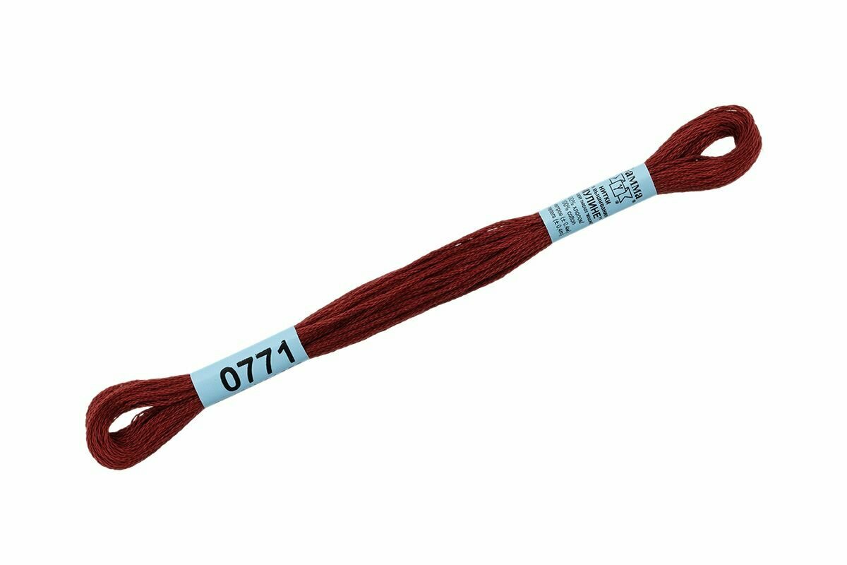 2 шт. Нитки для вышивания "Gamma" мулине ( 0207-0819 ) 100% хлопок 8 м №0771 красно-коричневый