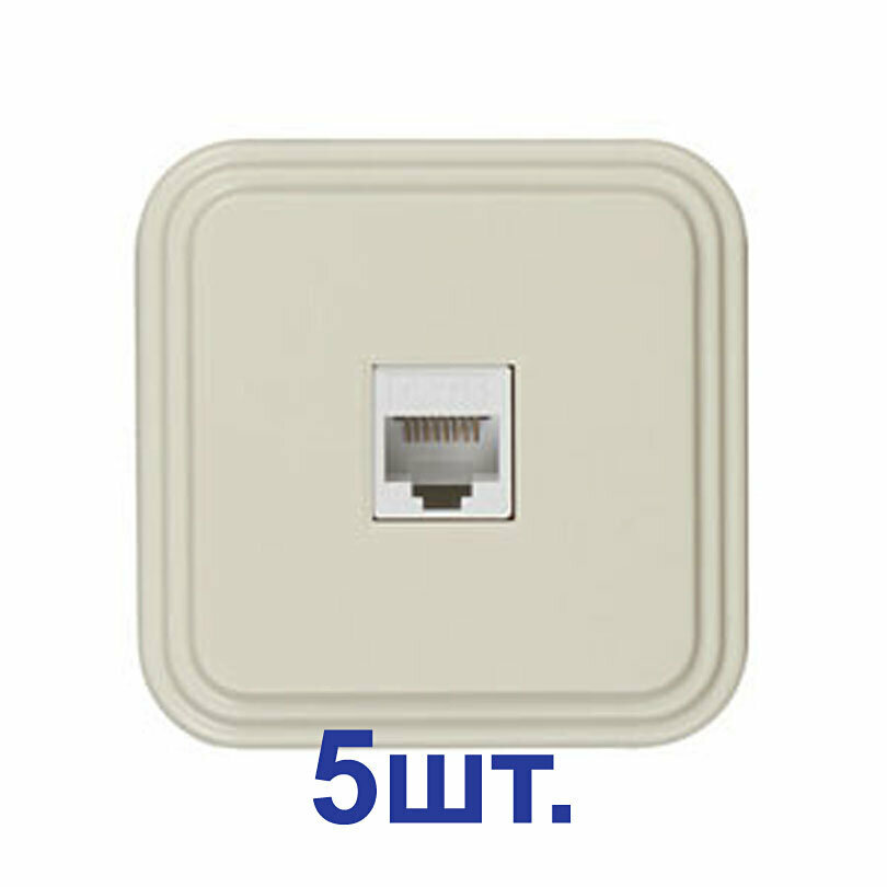 Розетка компьютерная открытая установка бежевая IP20 (5 шт.)
