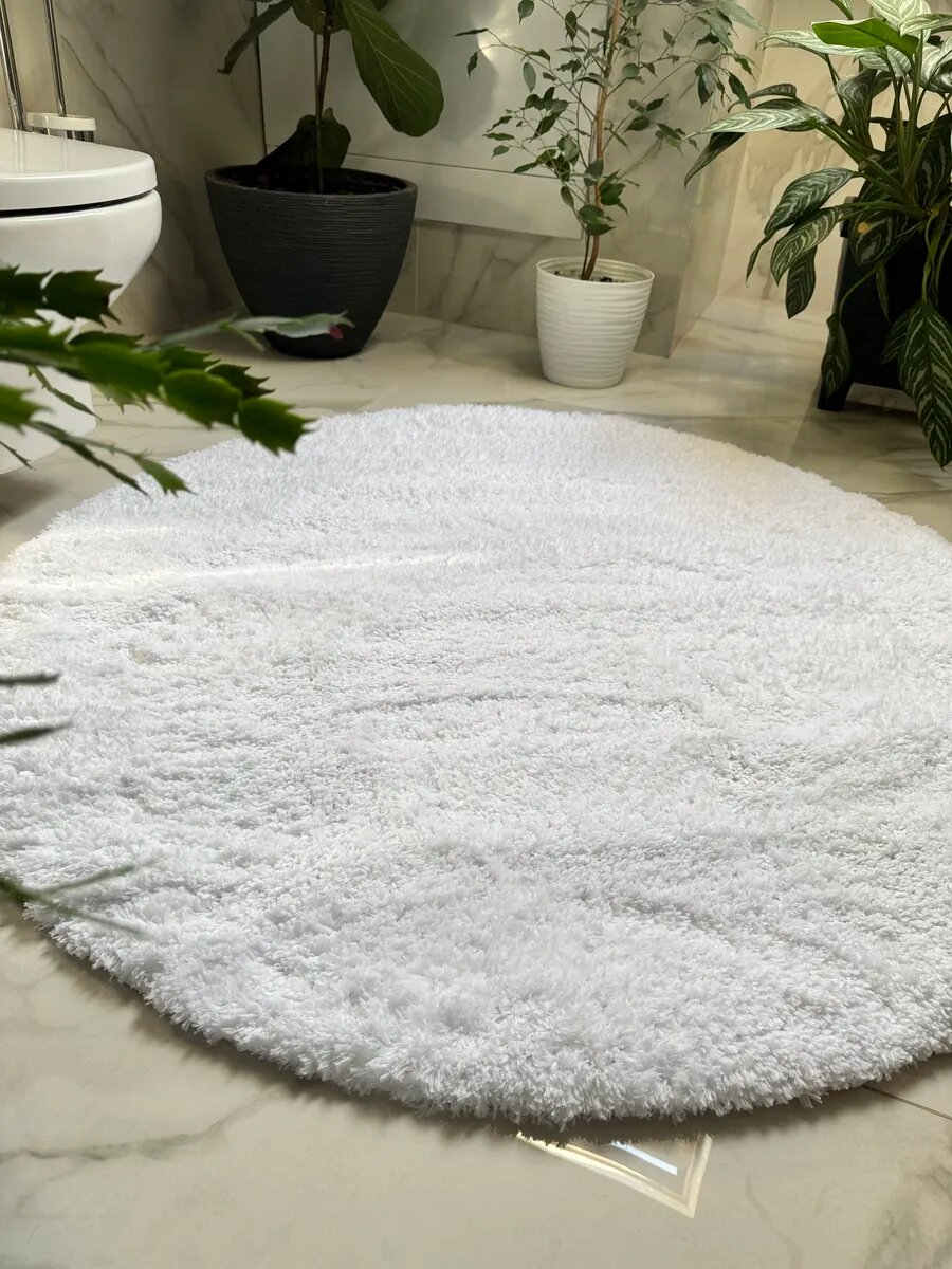 Коврик Natali's Carpets для ванной и туалета из микрофибры/белый 160х160 см