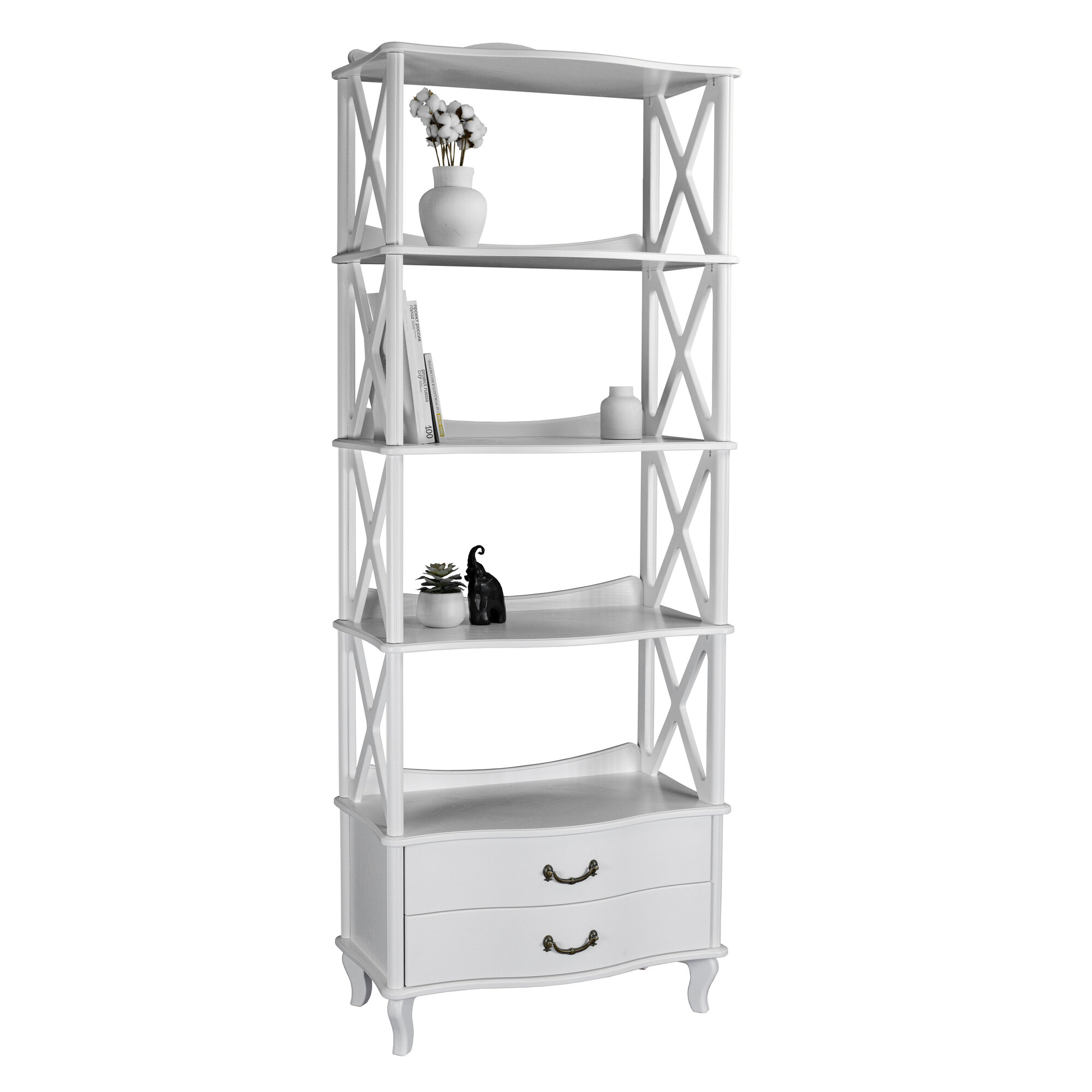 Этажерка Мебелик Джульетта-4 широкая молочный дуб Размеры: Высота 2020мм Глубина 420мм Ширина 750мм