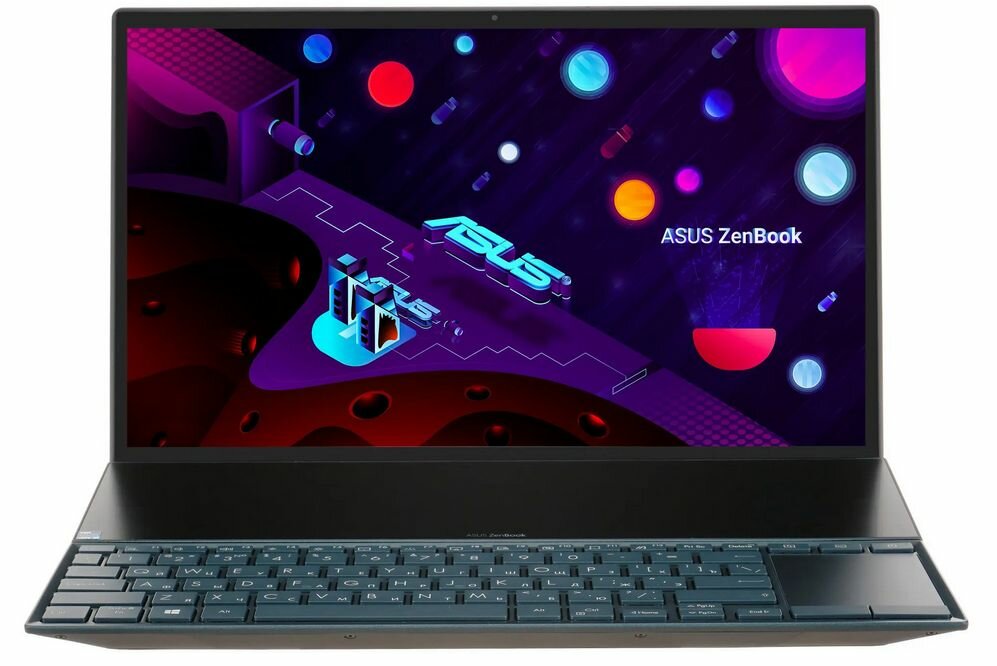 14" Ноутбук ASUS ZenBook Duo 14 UX482EGR-HY365X (90NB0S51-M06920) синий - 1920x1080, IPS, Intel Core i7-1195G7, ядра: 4 х 2.9 ГГц, 16 ГБ, SSD 1024 ГБ, GeForce MX450 - 2 ГБ, Windows 11 Pro