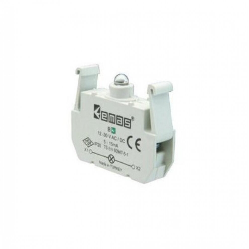 Блок-контакт Emas подсветки ВY с зелёным светодиодом, серия B, 100-230 В AC BY