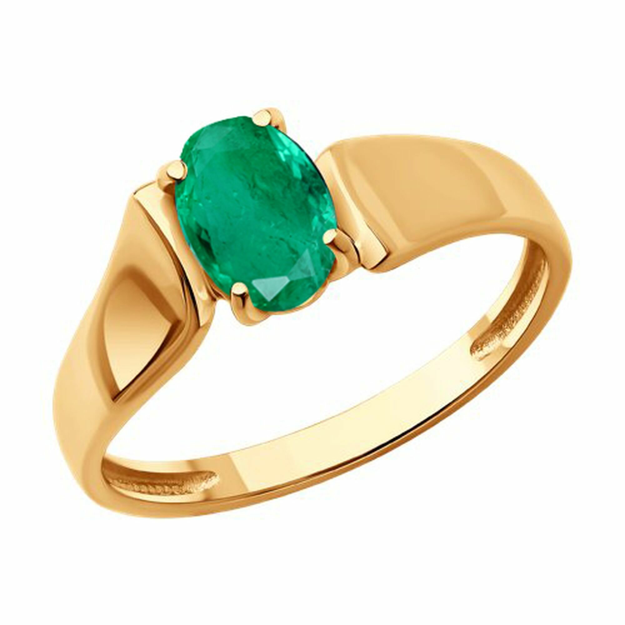 Кольцо, красное золото, 585 проба, изумруд