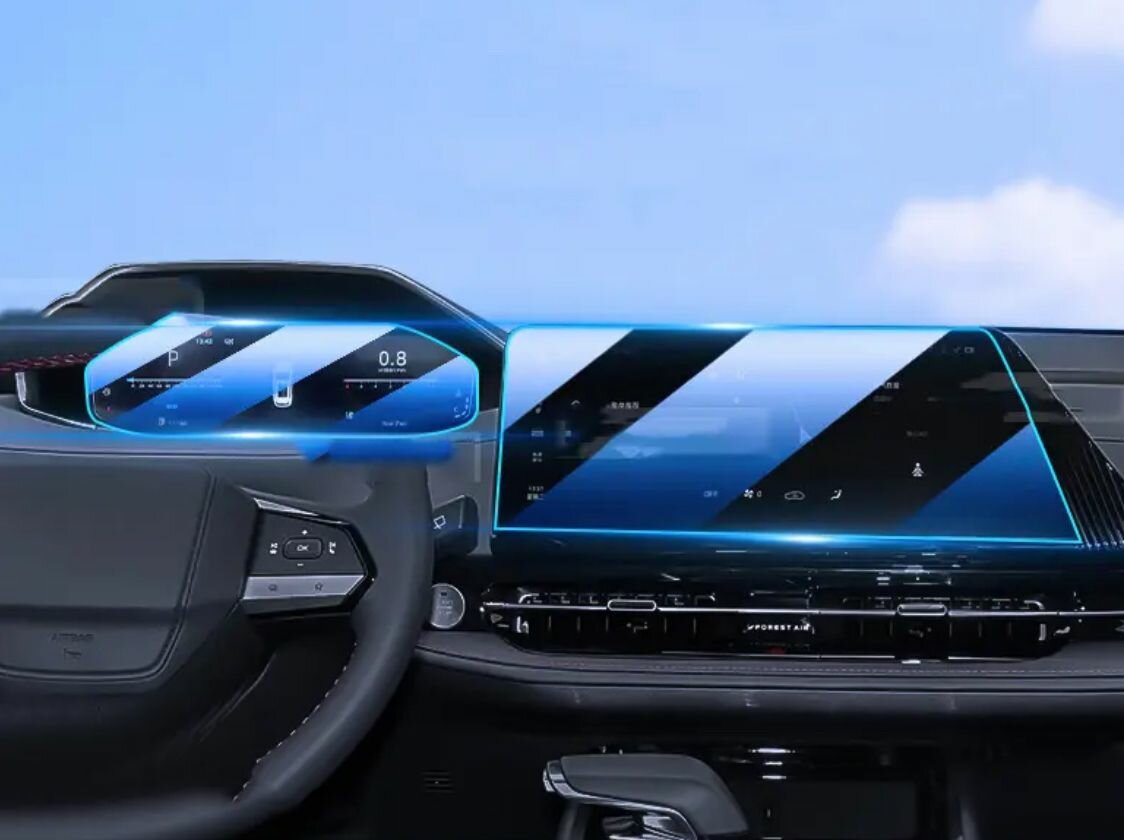Комплект защитных стекол для дисплея магнитолы и приборной панели Changan CS 55 Plus 10,25 / Чанган ЦС 55 Плюс 2023-2024 г. в