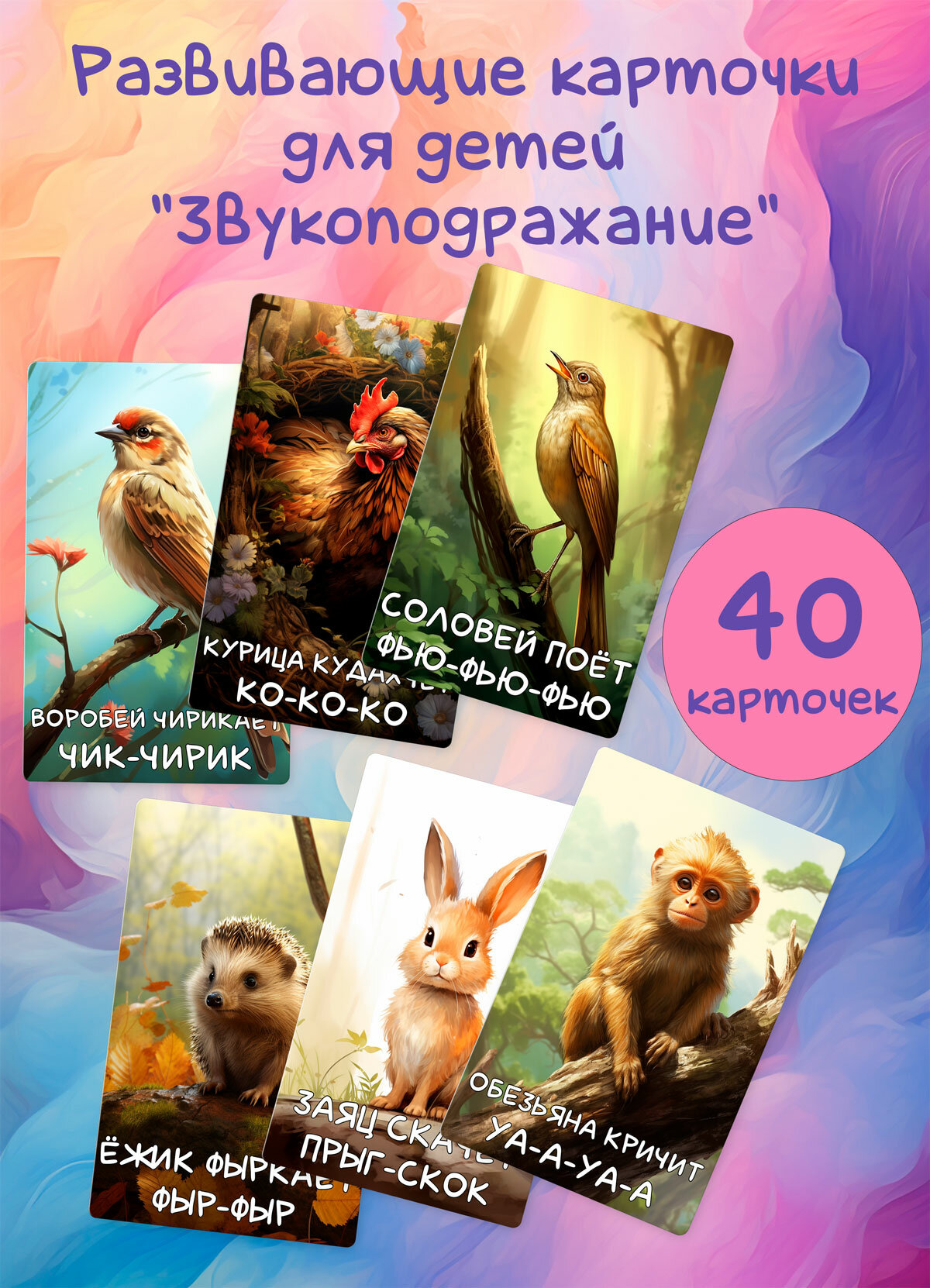 Развивающие карточки для детей "Звукоподражание"
