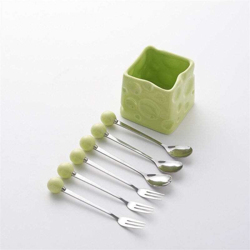 2026 Платформа Выбранная керамическая вилка для сыра Набор Высококачественная вилка Многофункциональная банка для хранения Оптовая продажа от фабрики
