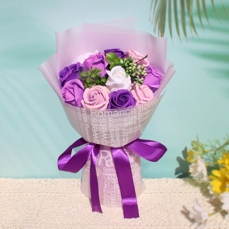 Букет "Подарок на фестиваль Танабата" Aida, мыльный цветок, роза, белая оконная сумка