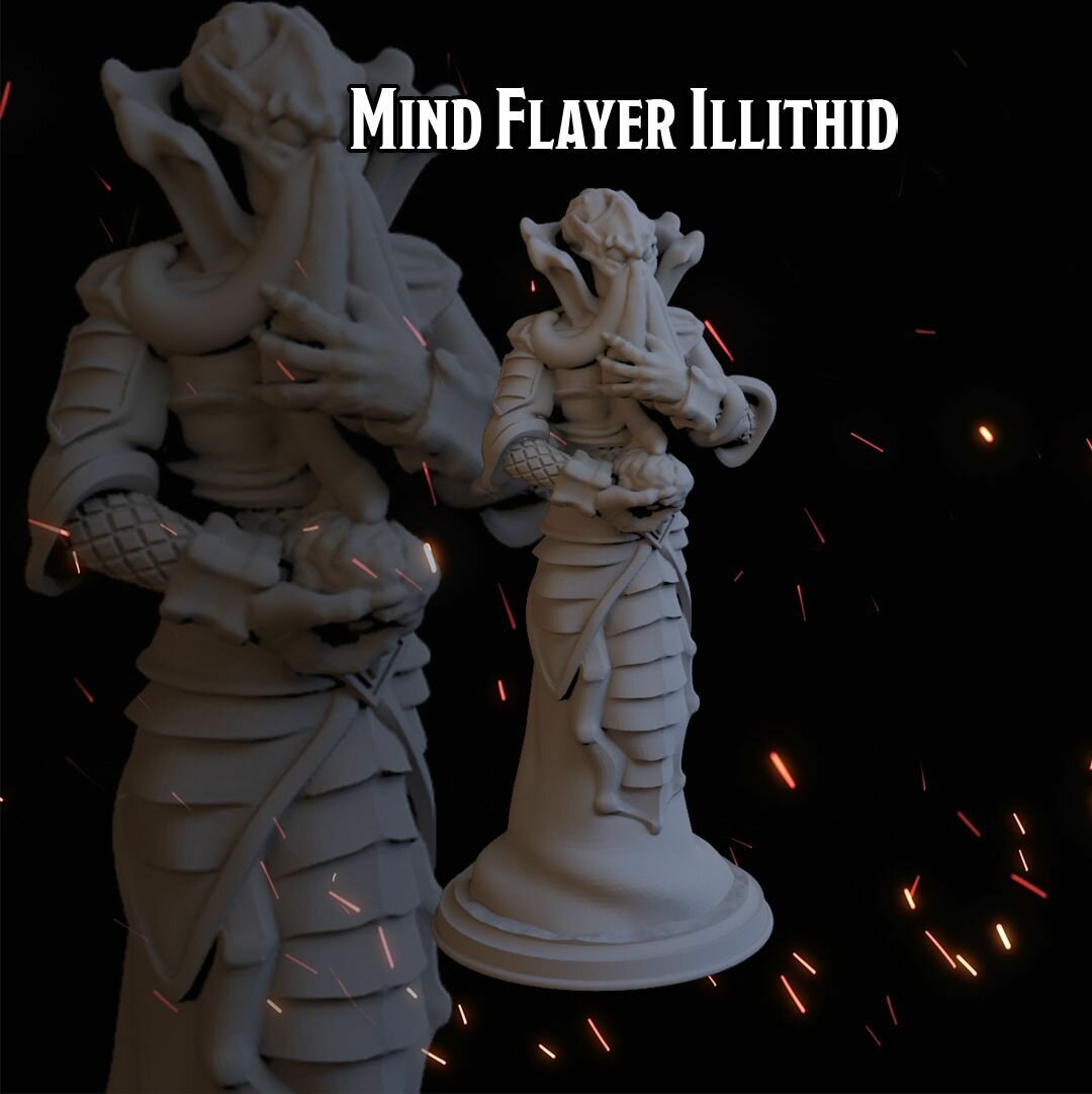 Иллитид Свежеватель разума 50мм фигурки/миниатюры (ДнД, DnD, D&D, Dungeons & Dragons, Pathfinder, Подземелья и Драконы, Wargames)