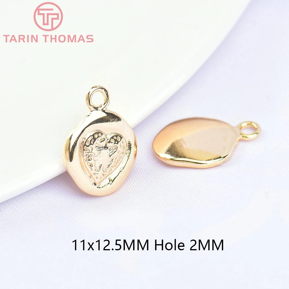 TARIN THOMAS Шарм сердце 11x12.5мм, отверстие 2мм, золото