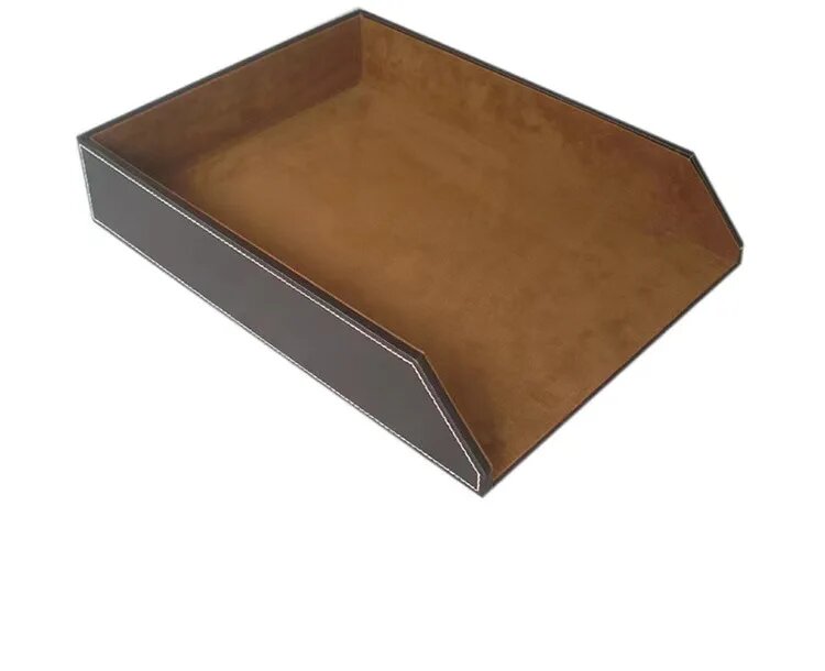 Однослойный лоток для документов из искусственной кожи brown