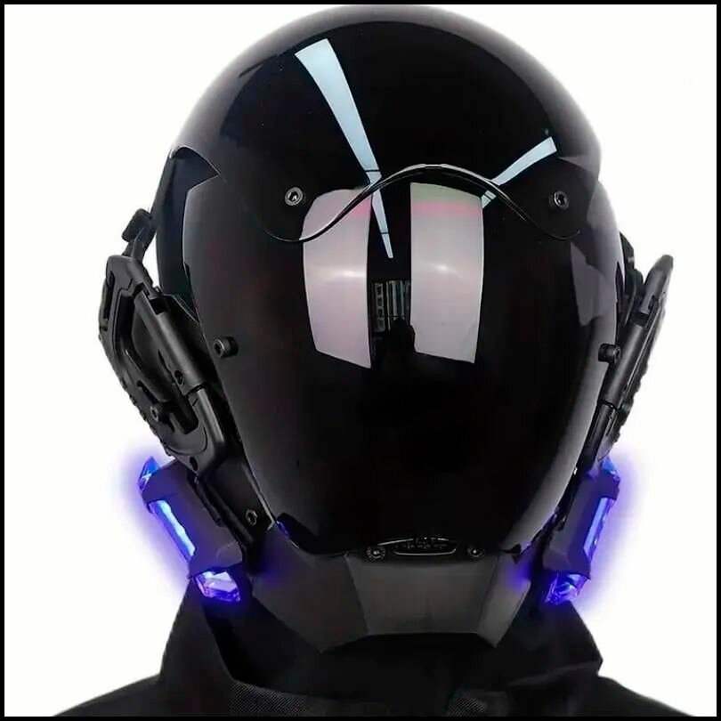 Киберпанк маска-шлем со светодиодной подсветкой, защитная