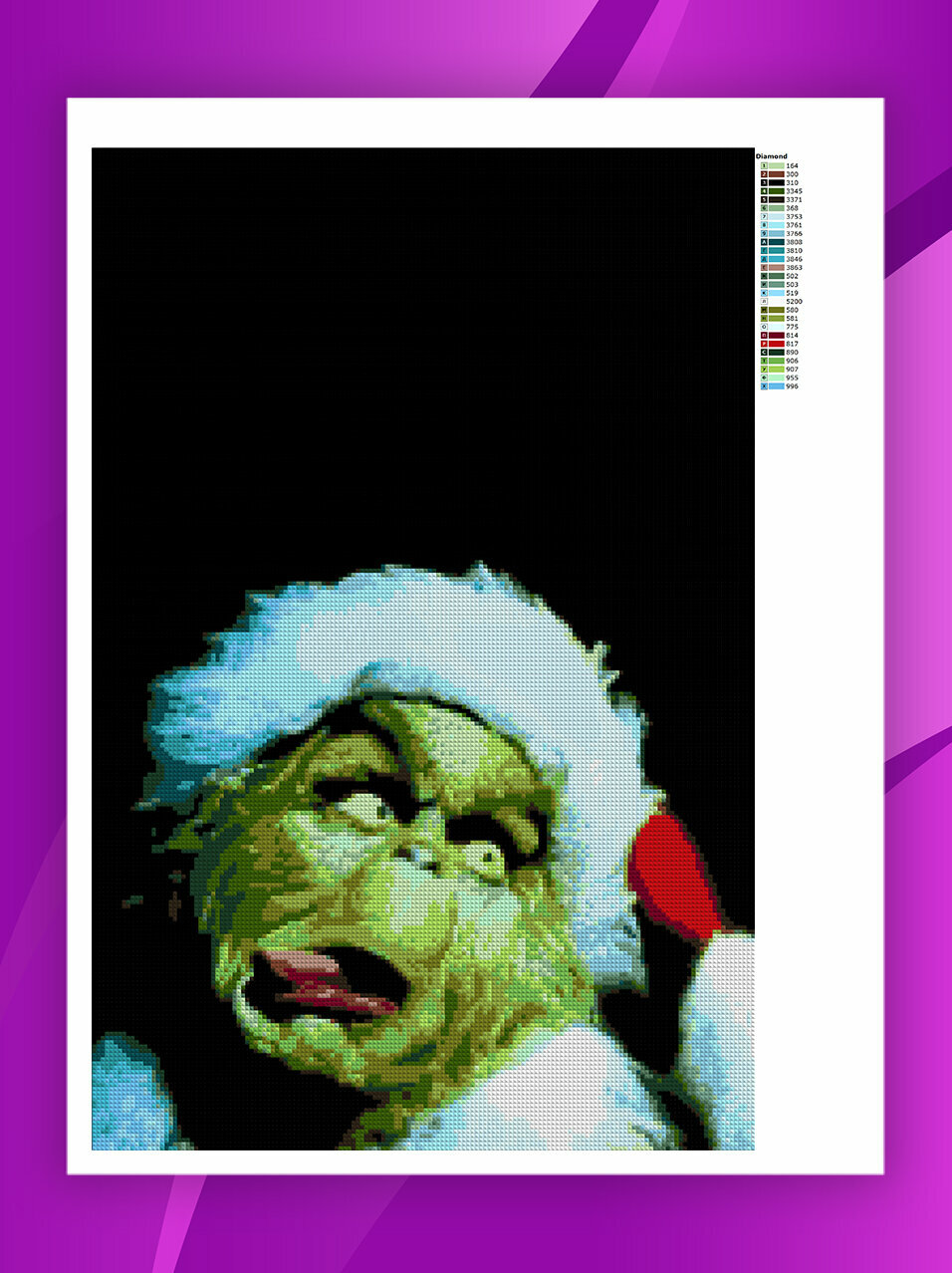 Алмазная мозаика без подрамника - вышивка Гринч 40 х 60 см