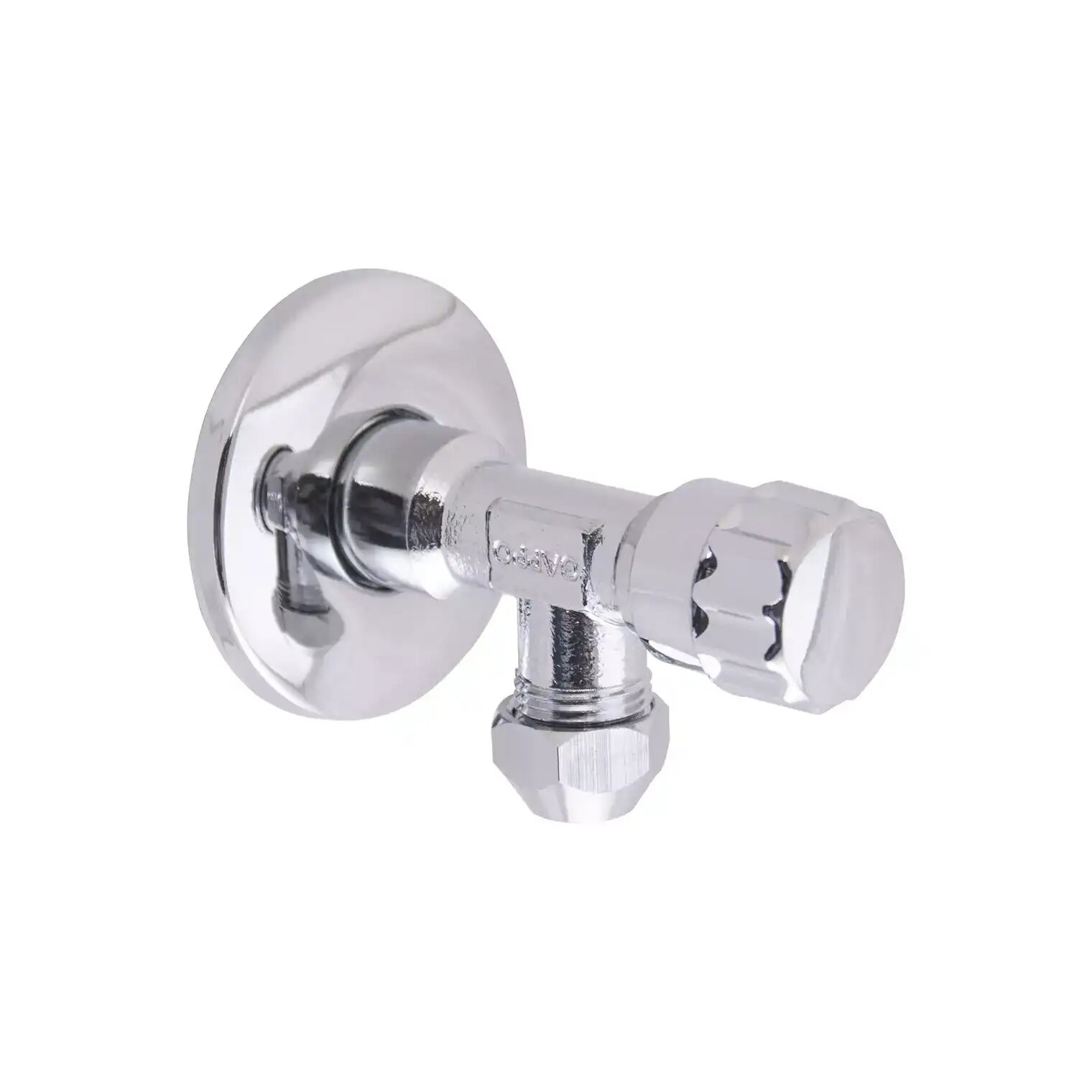 Кран угловой для смесителей хромированный в комплекте с декоративной чашкой 1/2" х 10 мм, Gappo G242.0410