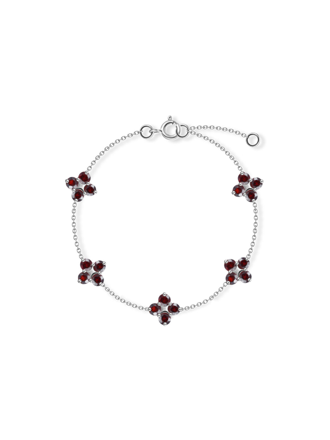 Браслет-цепочка, серебро, 925 проба, гранат