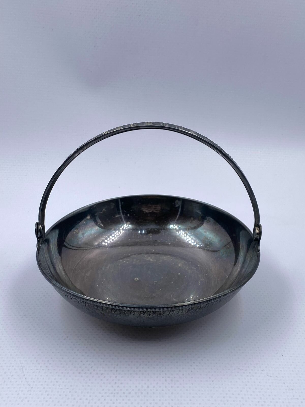 Конфетница корзинка, мельхиор, СССР, диаметр 12 см! Редкость!