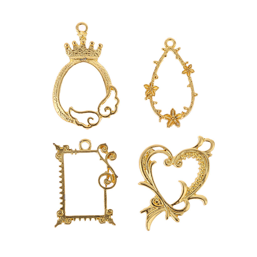 4шт Золотой Цвет Металла Полые Кружева Бабочка Любовь Рамка Подвески Подвески Для Сережек Мотаться Аксессуары Для Изготовления Ювелирных Изделий